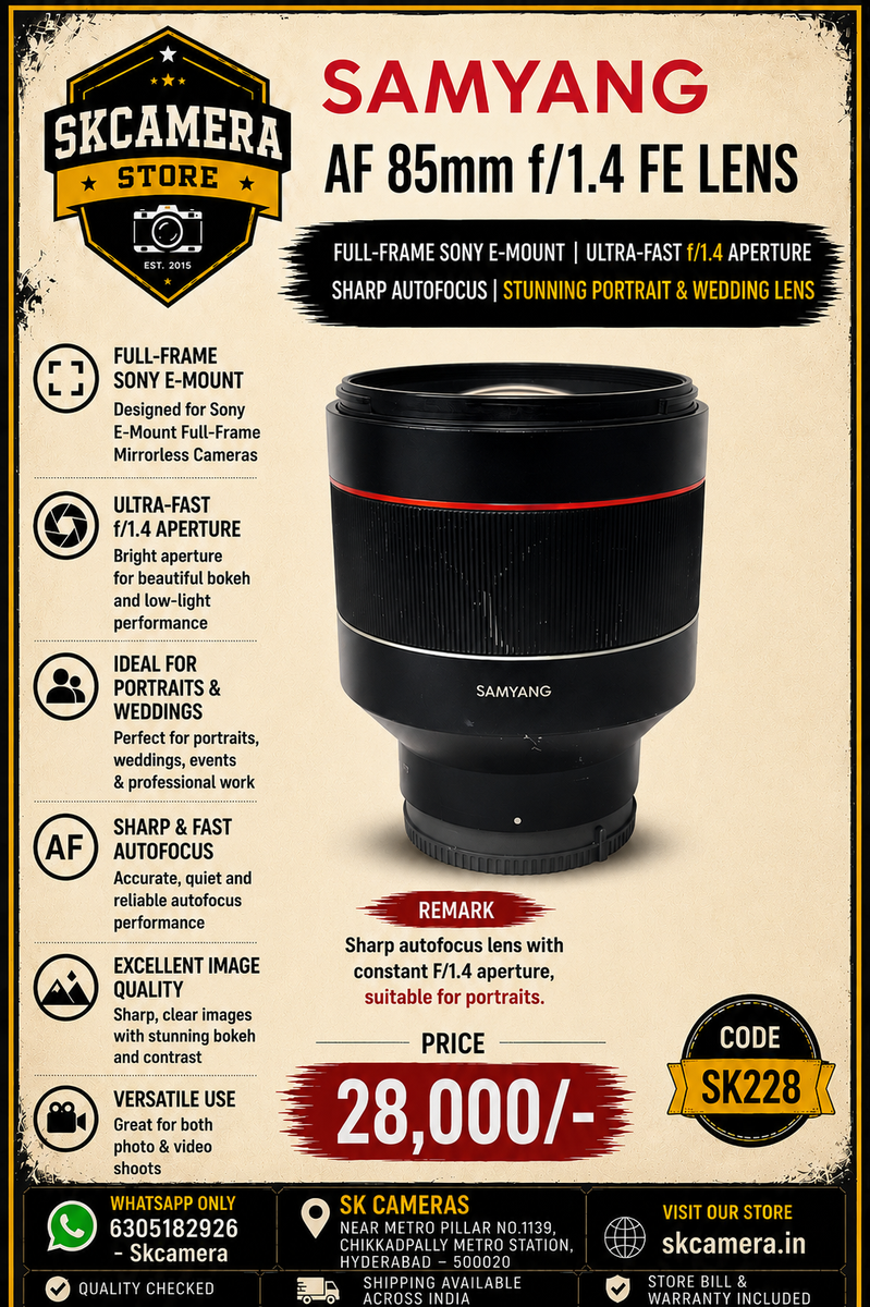 Samyang AF 85mm f/1.4 FE | Full-Frame Sony E-Mount | Ultra-Fast f/1.4 ...