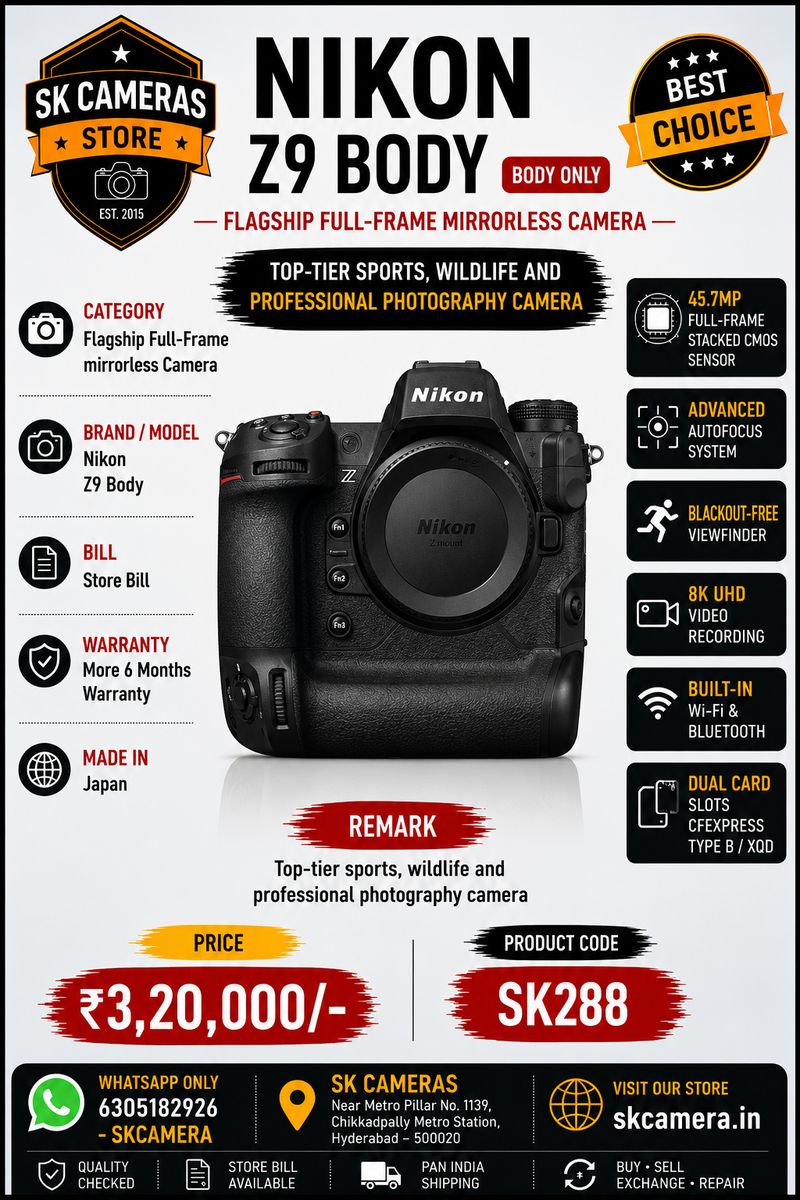 Nikon Z9 Body | Flagship 45.7MP Full-Frame Mirrorless Beast SK288 – SK ...